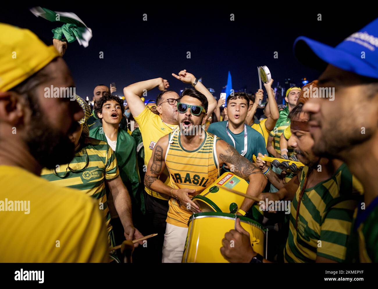 DOHA - Football supporters from Brazil celebrate on the Corniche in ...