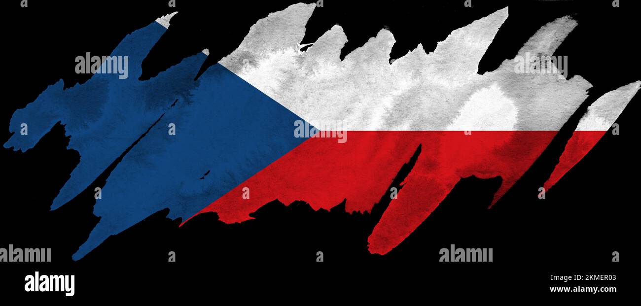 Abstract symbol of the flag Czechia on a black background Stock Photo ...
