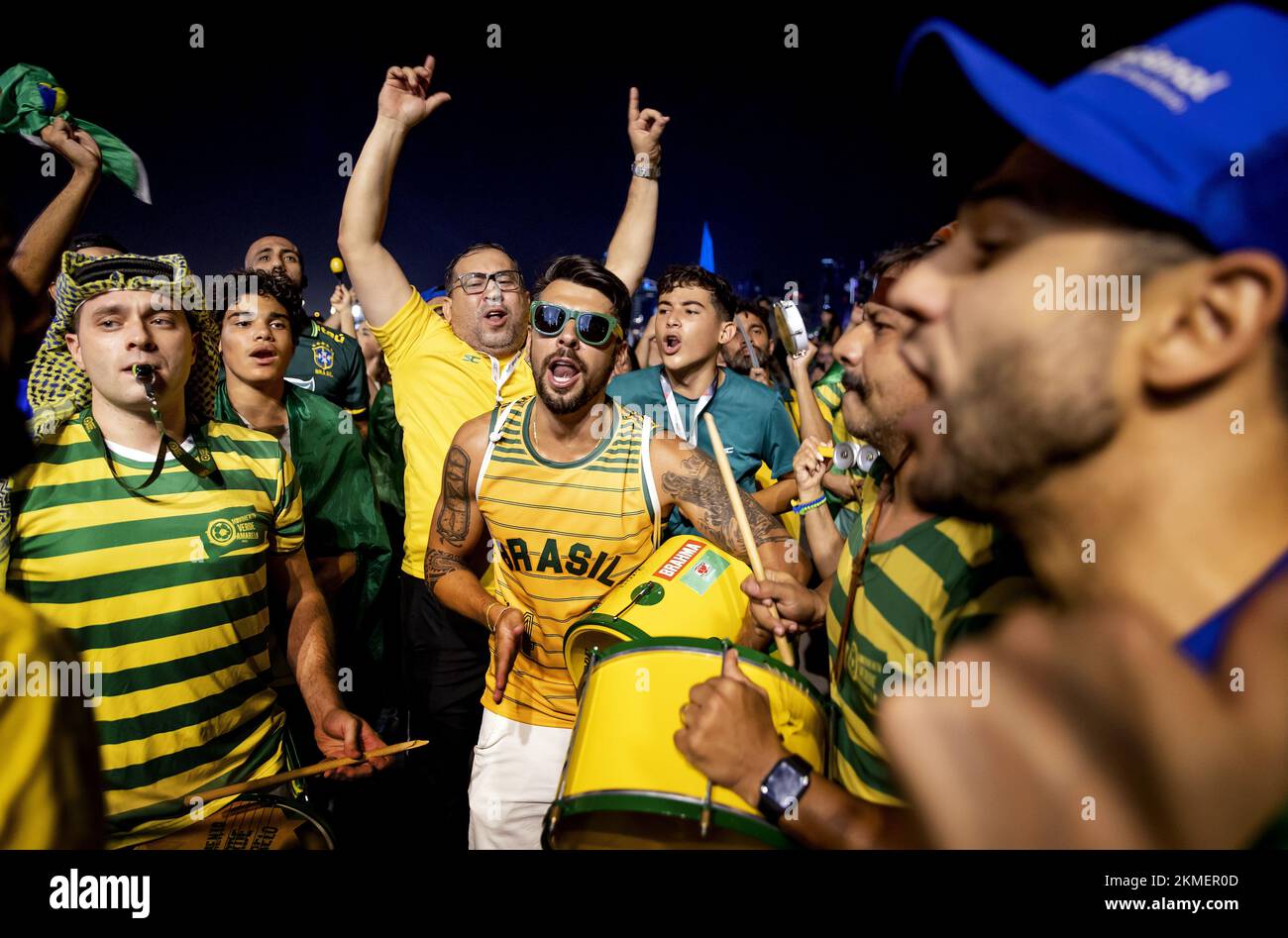 DOHA - Football supporters from Brazil celebrate on the Corniche in ...