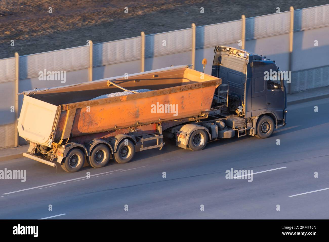 Truck with a trailer for bulk driving on the highway Stock Photo - Alamy
