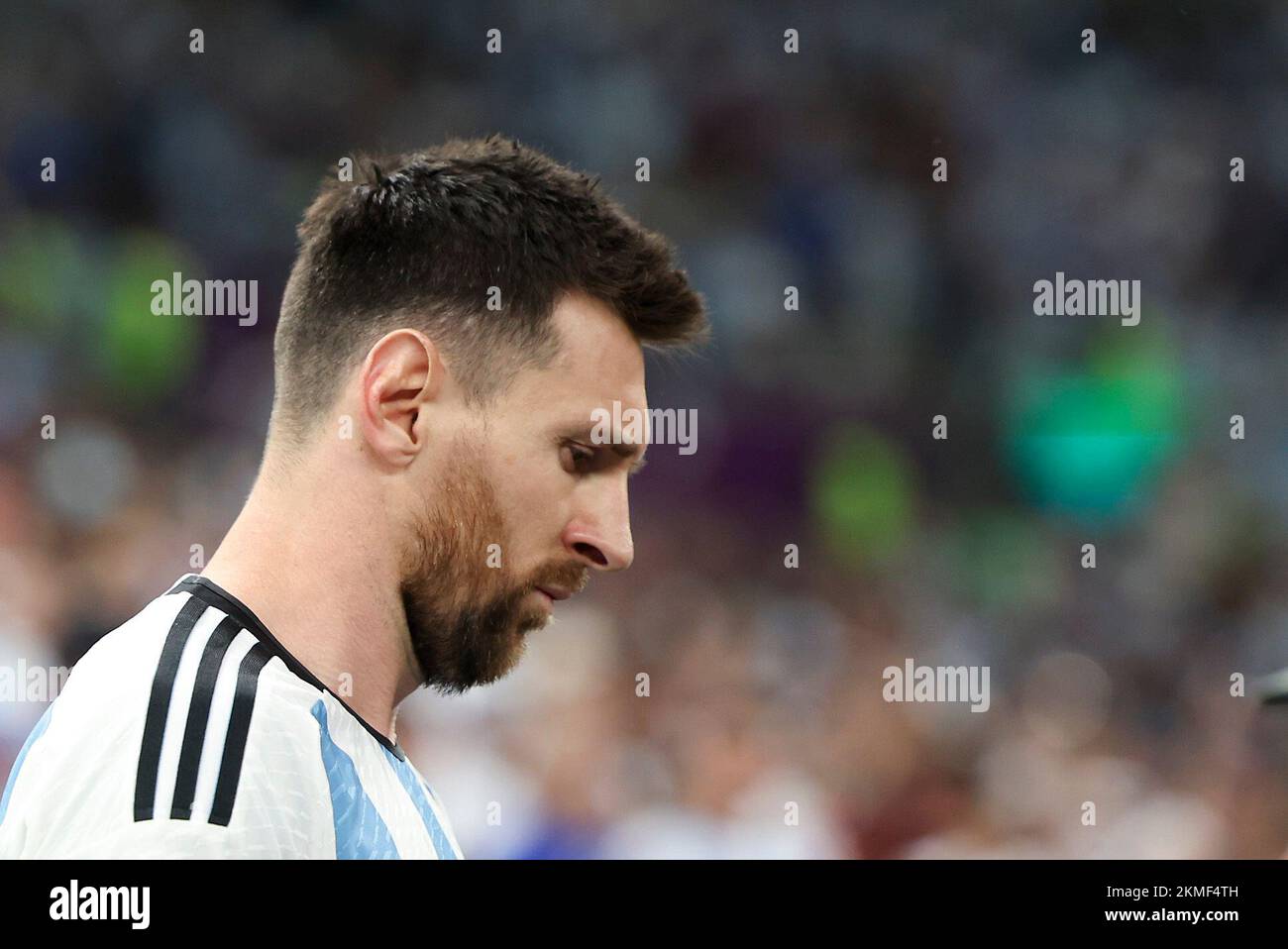Lusail, Qatar. 26th Nov, 2022. Lionel Messi of Argentina reacts during ...