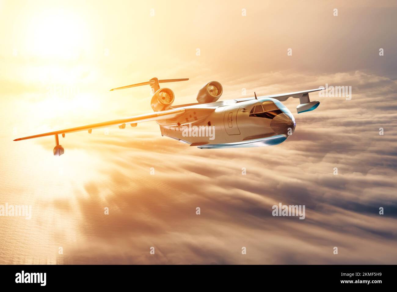 Airplane takes off over ocean hi-res stock photography and images - Alamy