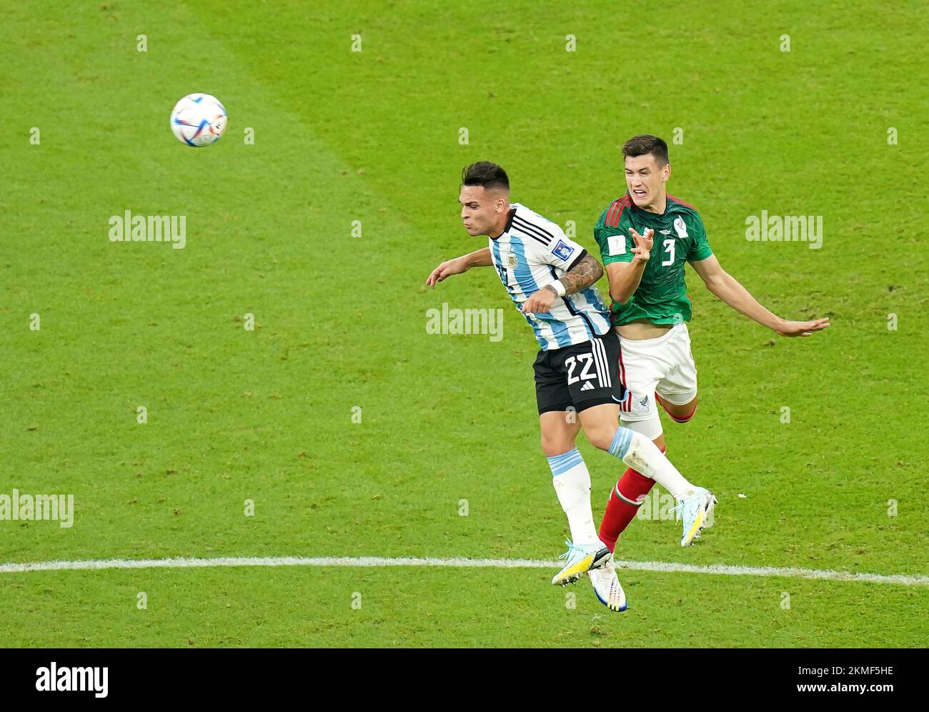 Argentina's Lautaro Martinez (left) and Mexico's Cesar Montes battle ...