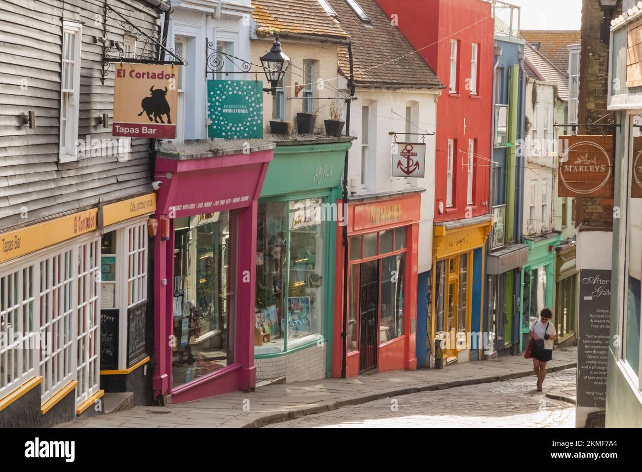England, Kent, Folkestone, The Creative Quarter, Colourful Shops and ...