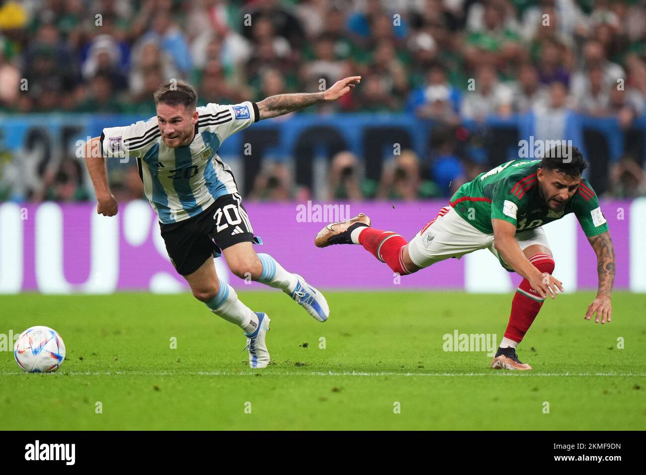 Alexis Mac Allister of Argentina and Alexis Vega of Mexico during the ...