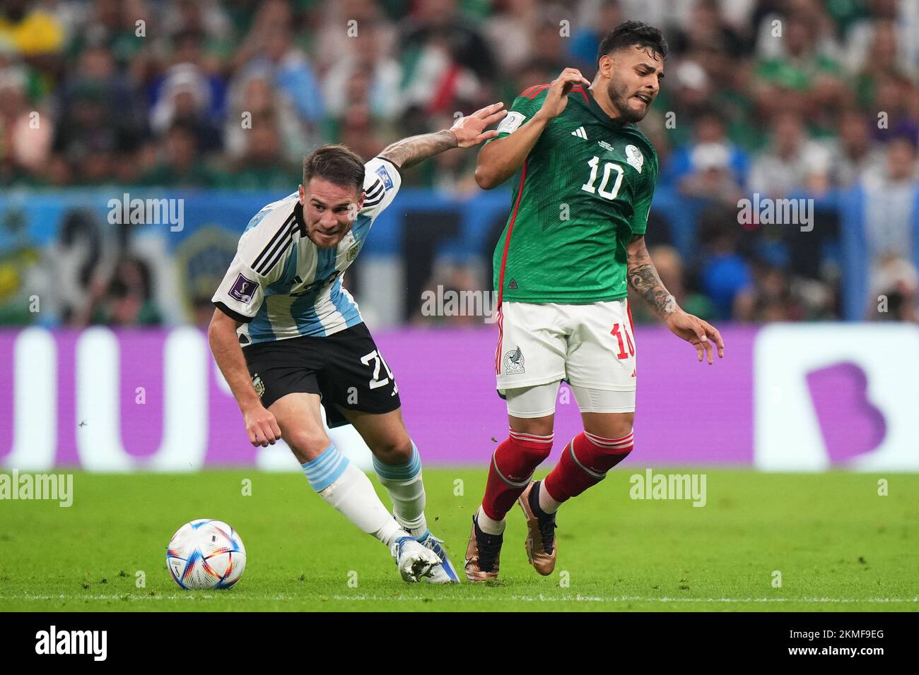Alexis Mac Allister of Argentina and Alexis Vega of Mexico during the ...