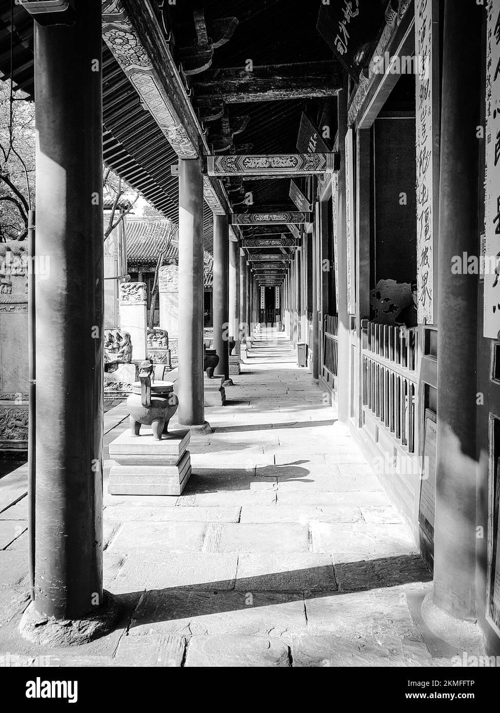 A vertical grayscale of a symmetric path in Beijing, China, with ...