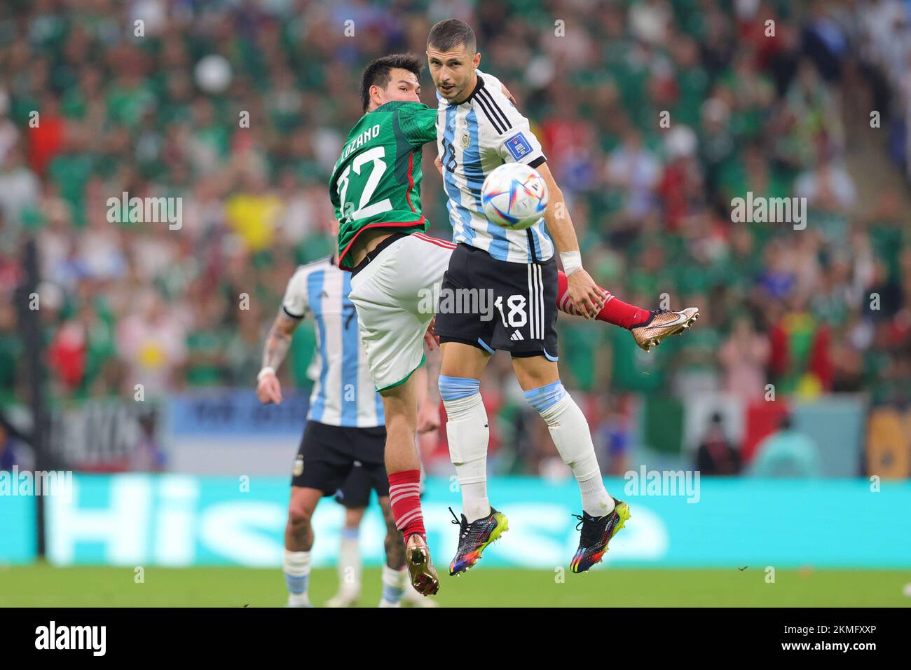 Lusail, Qatar. 26th Nov, 2022. Hirving Lozano of Mexico and Guido ...
