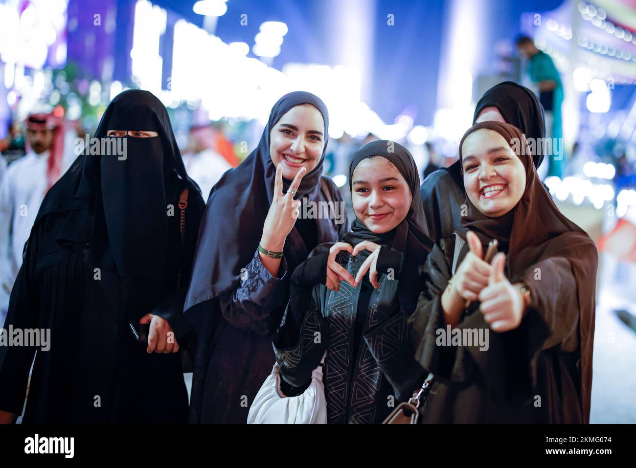 Doha, Catar. 26th Nov, 2022. Qatari women during FIFA World Cup Qatar 2022 held in Doha, Qatar ...