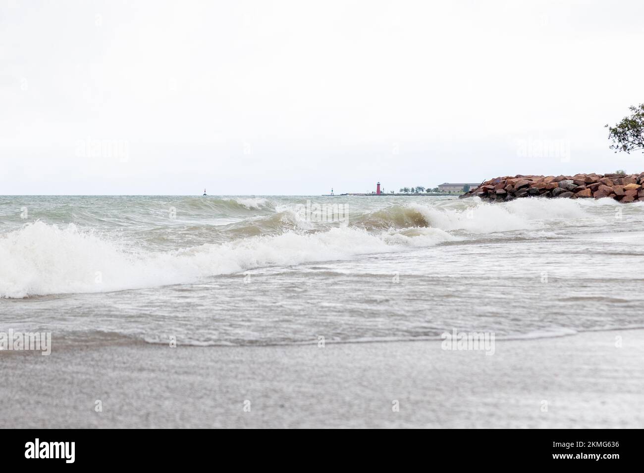 An aerial view of sea waves breaking beach Stock Photo - Alamy