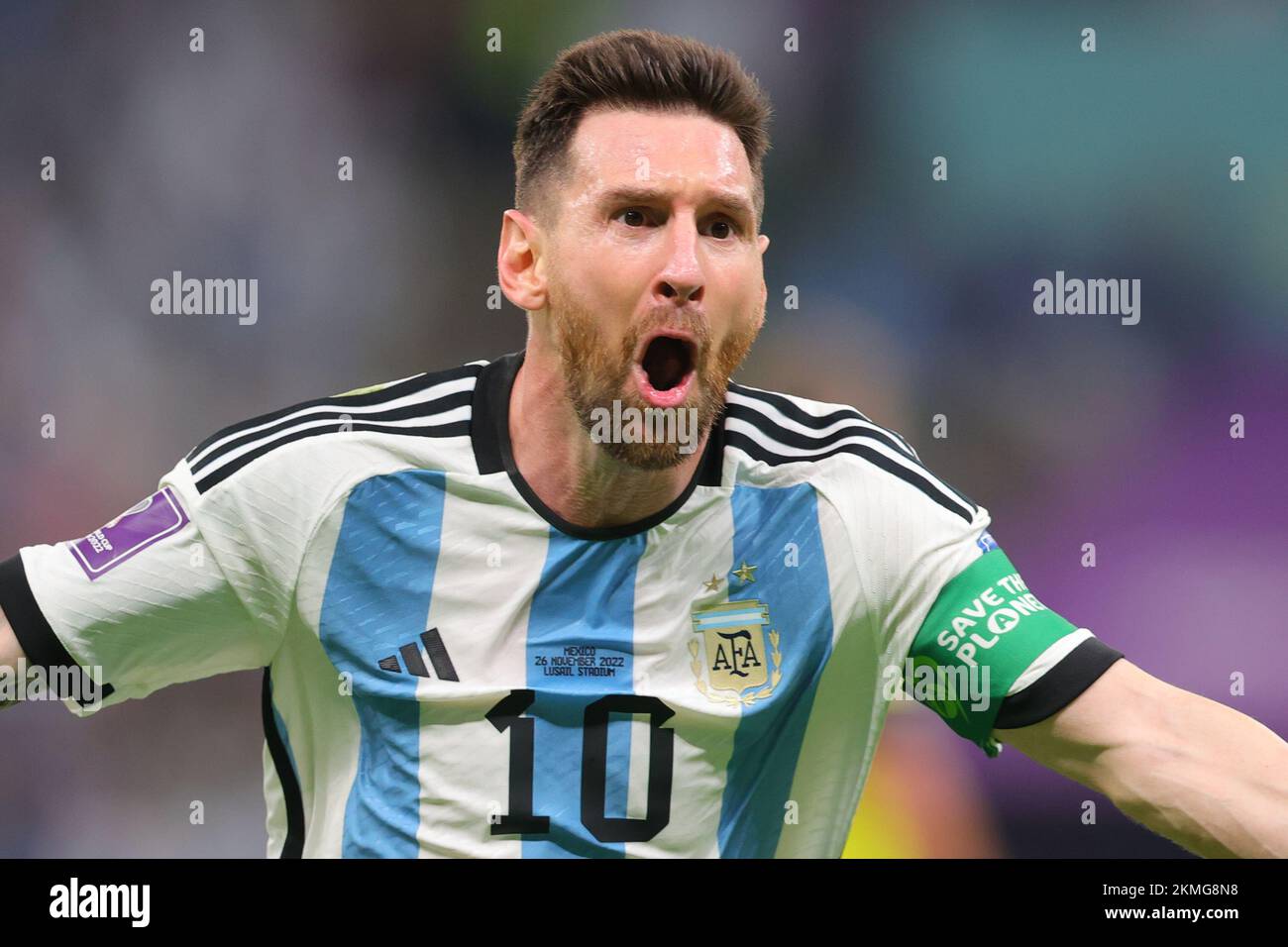 Lusail, Qatar. 26th Nov, 2022. Lionel Messi of Argentina scores a goal ...