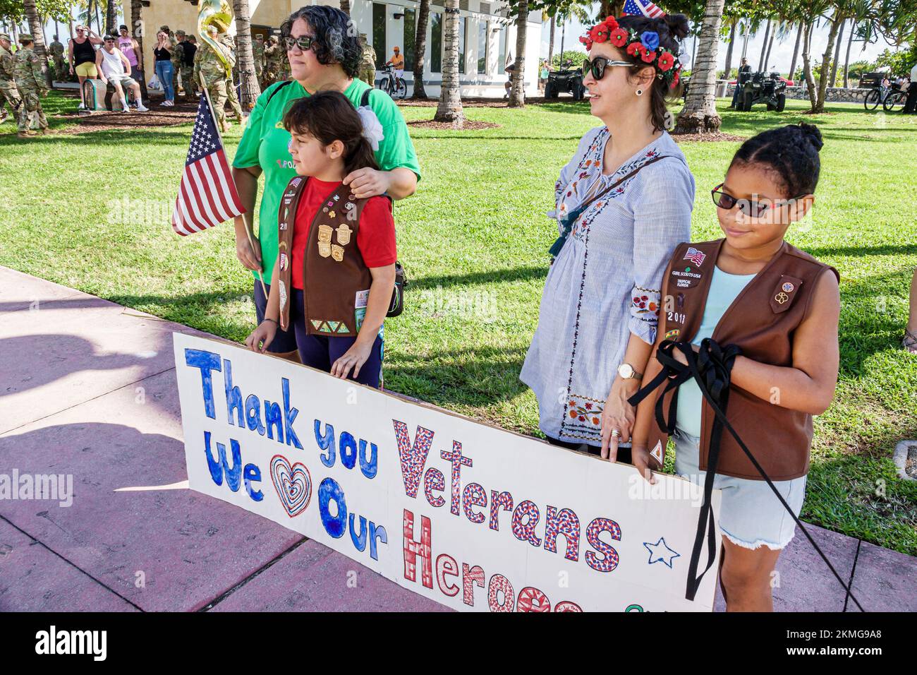Miami Beach Florida,South Beach Lummus Park,Veterans Day Parade annual ...
