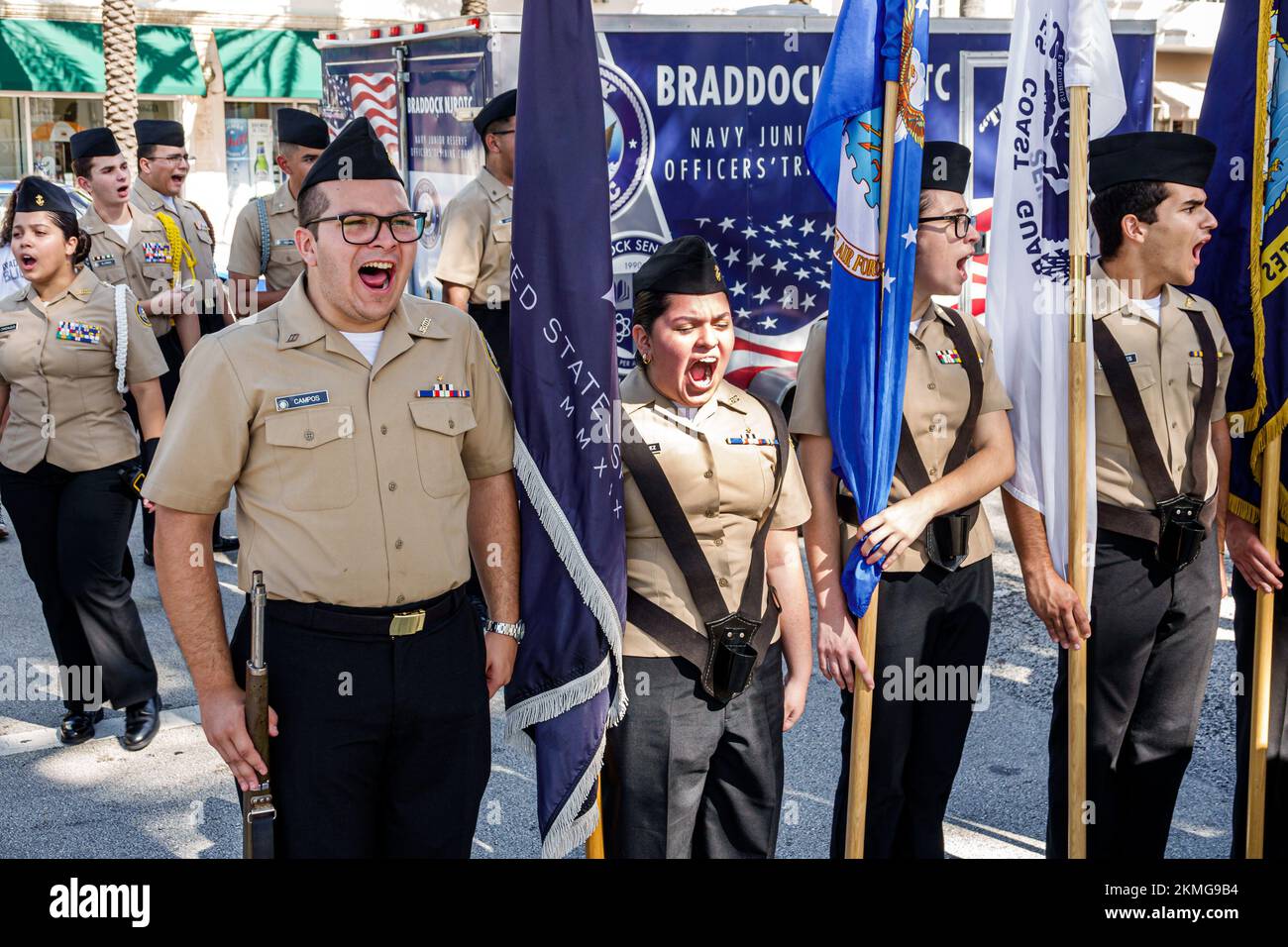 Miami Beach Florida,South Beach Ocean Drive Veterans Day Parade annual ...