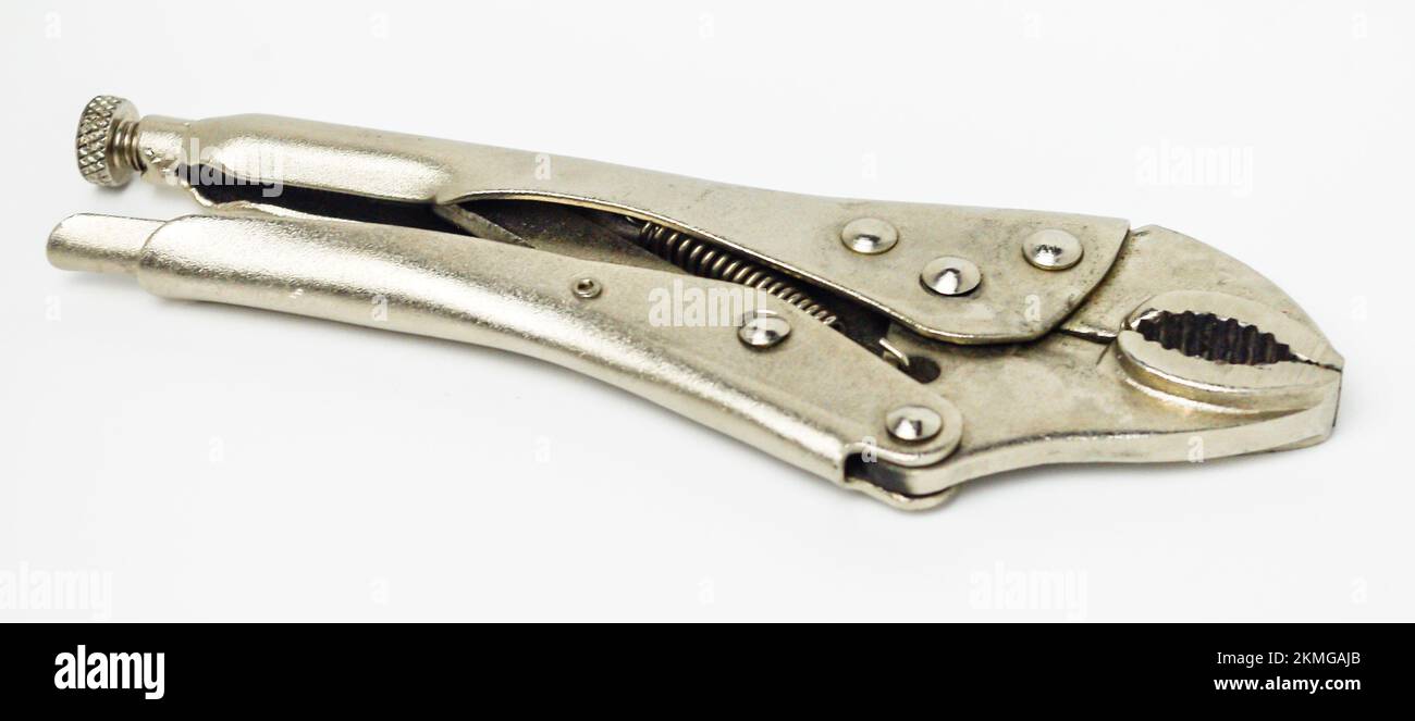 A stainless steel vice grip plier isolated in white background Stock ...