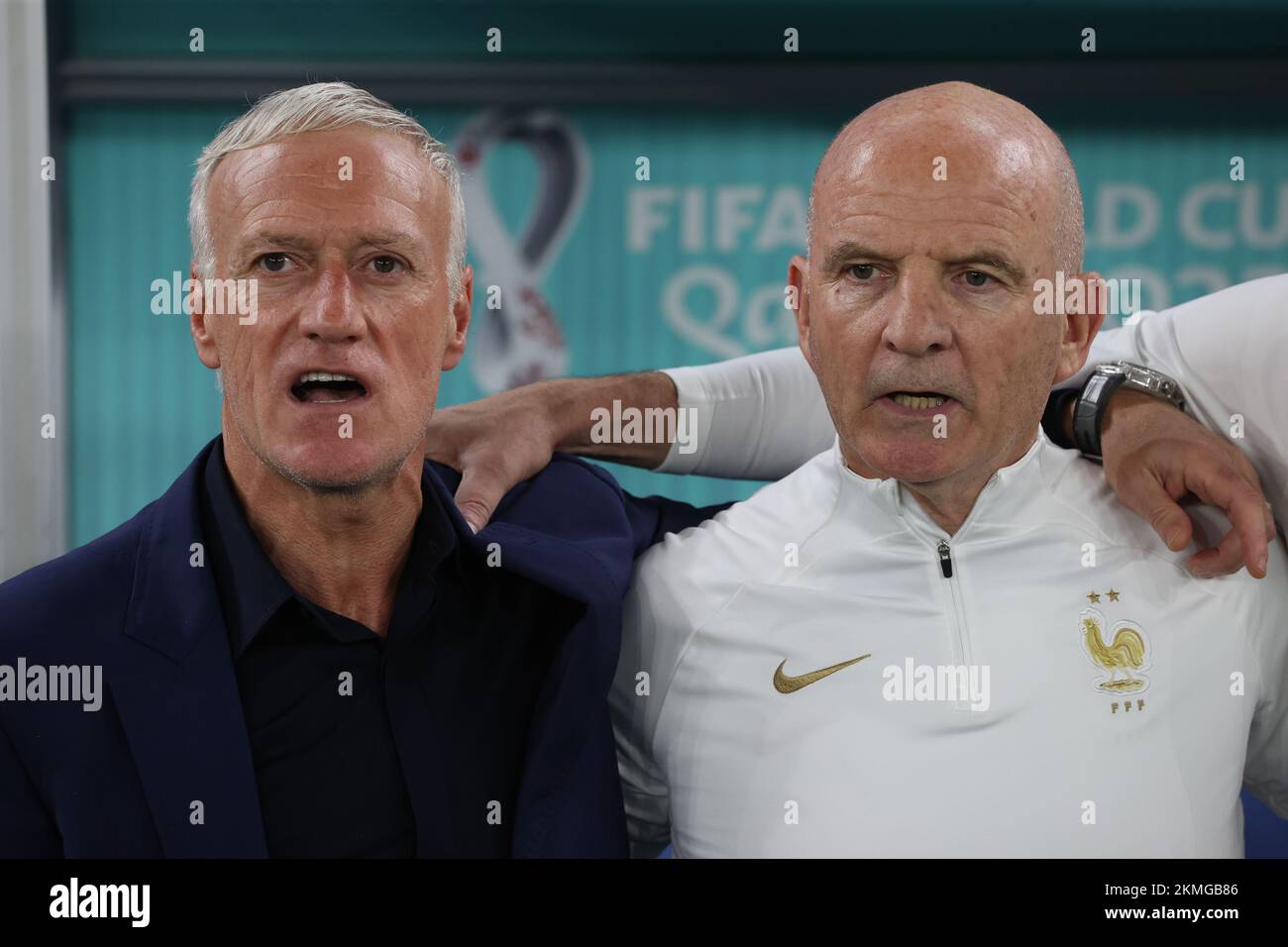 France's head coach Didier Deschamps and France's assistant coach Guy ...