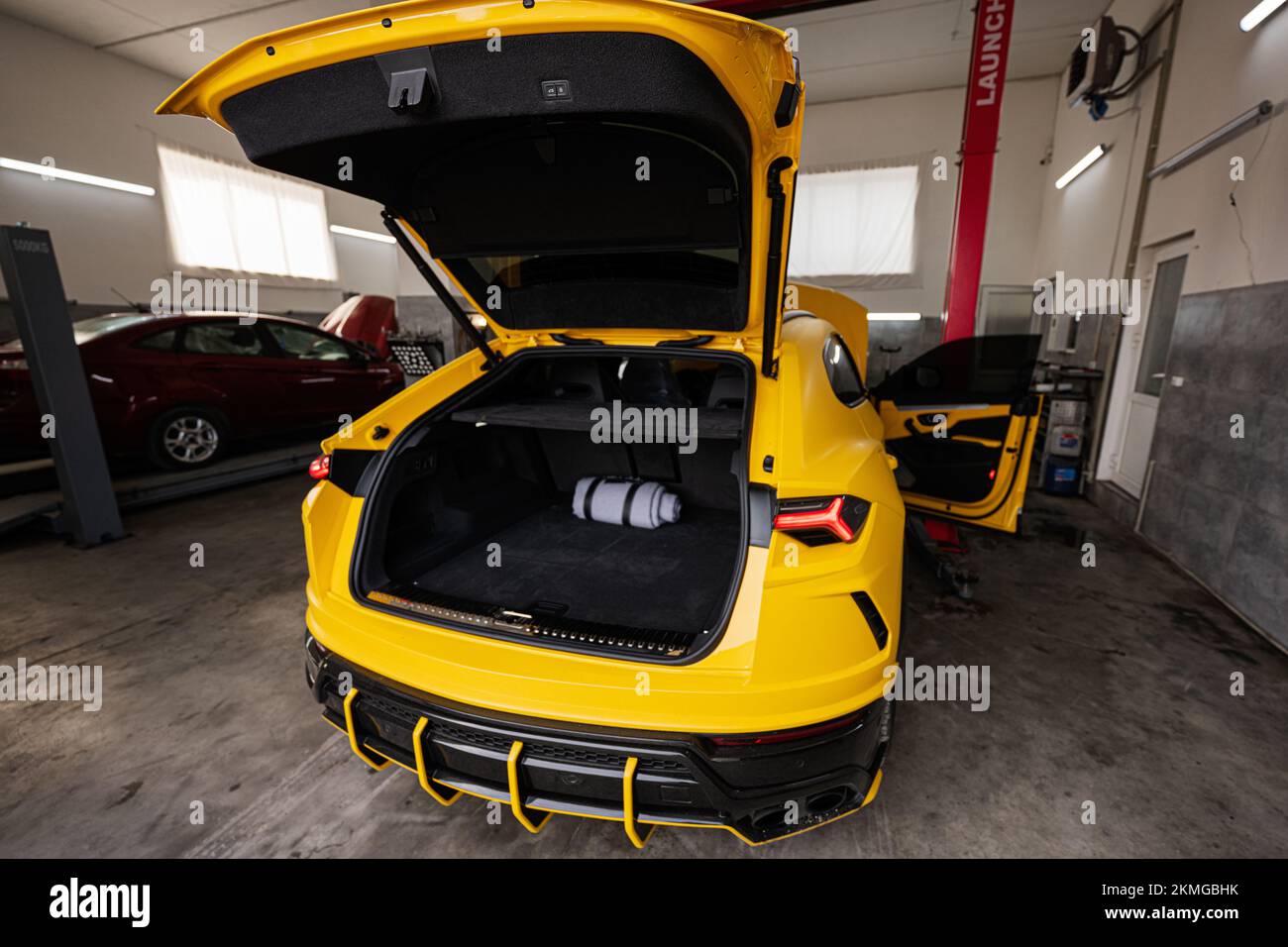 Ternopil, Ukraine- November 11, 2022: Yellow Lamborghini Urus in car ...