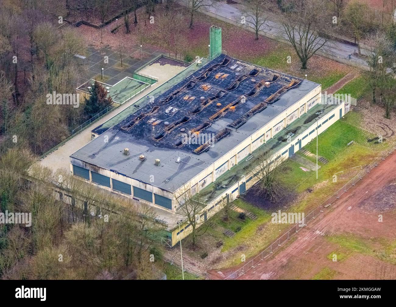 Aerial of fire burned building hi-res stock photography and images - Alamy