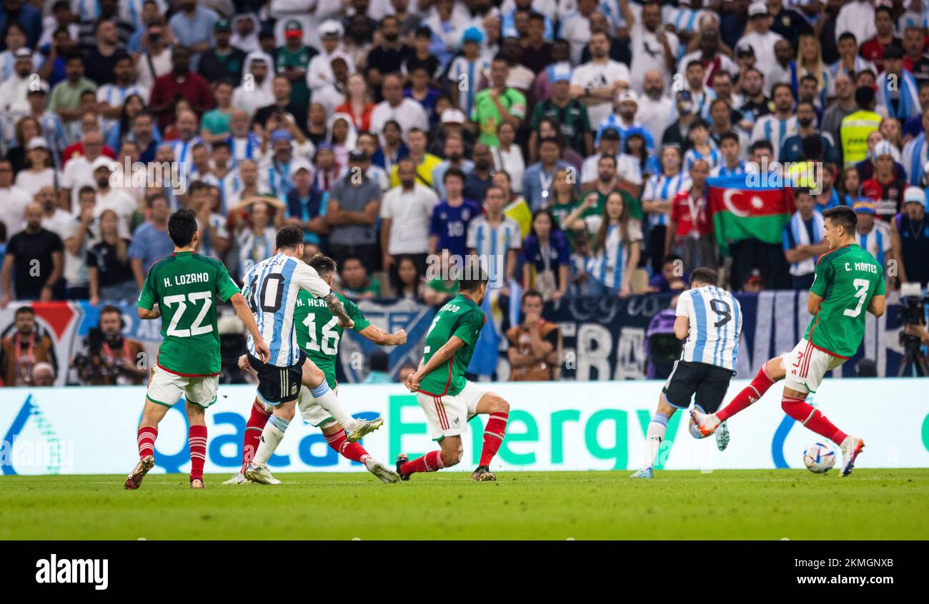 Doha, Qatar. 26th Nov, 2022. Lionel Messi (Arg) scores the goal for 1 ...