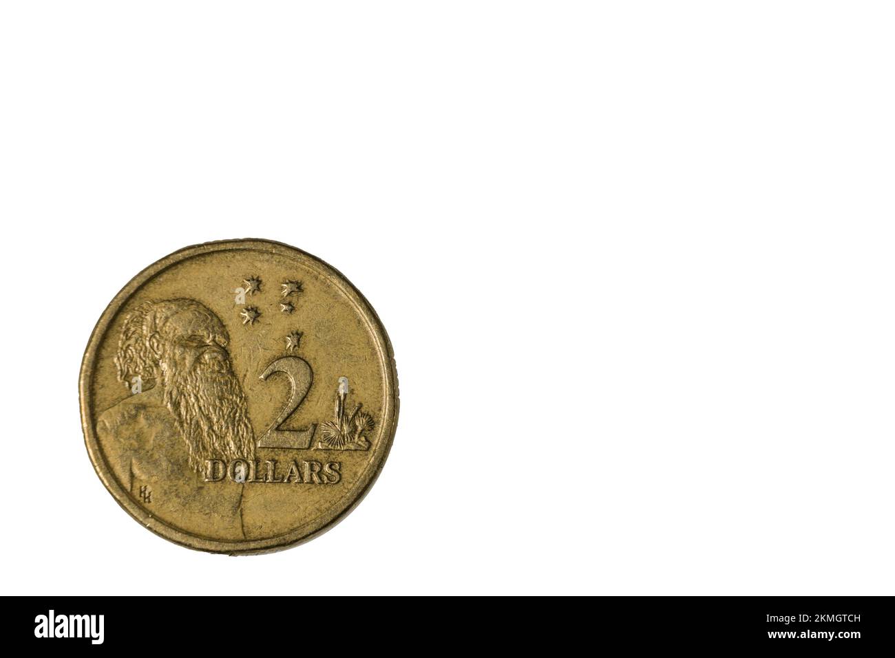 Close-up view of of 1988 Australian two dollar coin. Numismatic concept ...