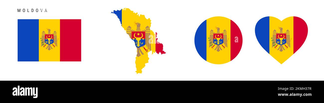 Moldova flag icon set. Moldavian pennant in official colors and ...