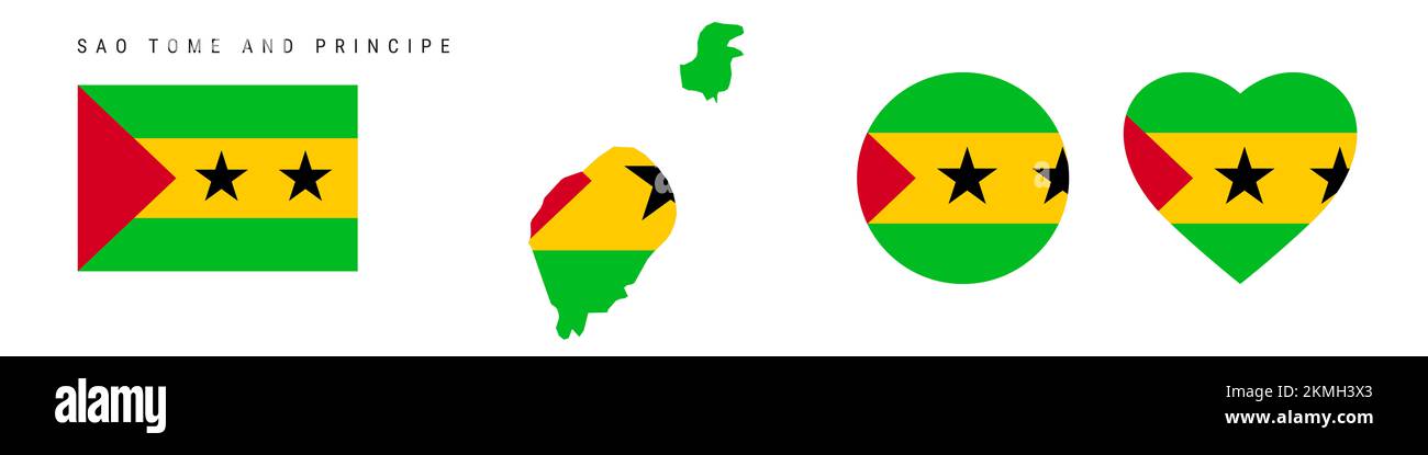 Sao Tome and Principe flag icon set. Saint Thomas and Prince pennant in ...