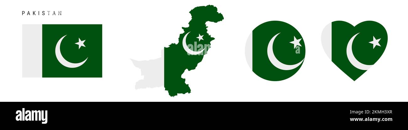 Pakistan flag icon set. Pakistani pennant in official colors and ...