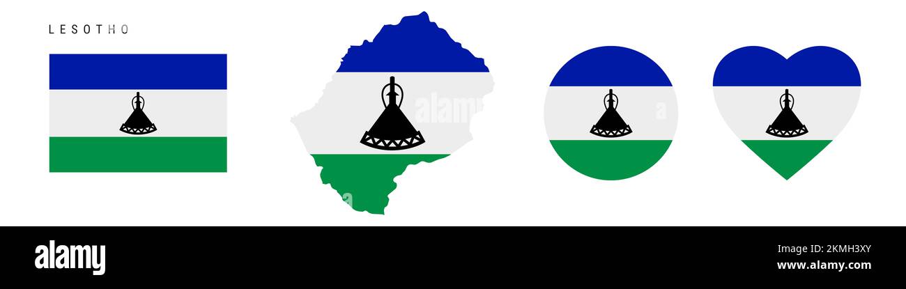 Lesotho flag icon set. Kingdom of Lesotho pennant in official colors ...