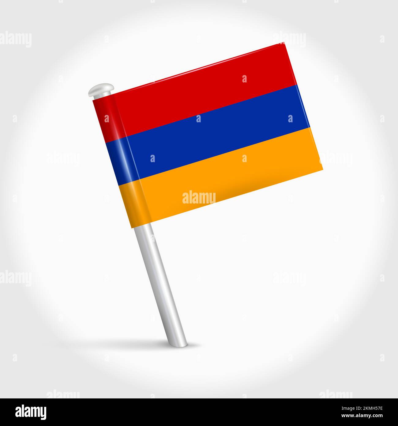 Armenia map pin flag icon. Armenian pennant map marker on a metal ...