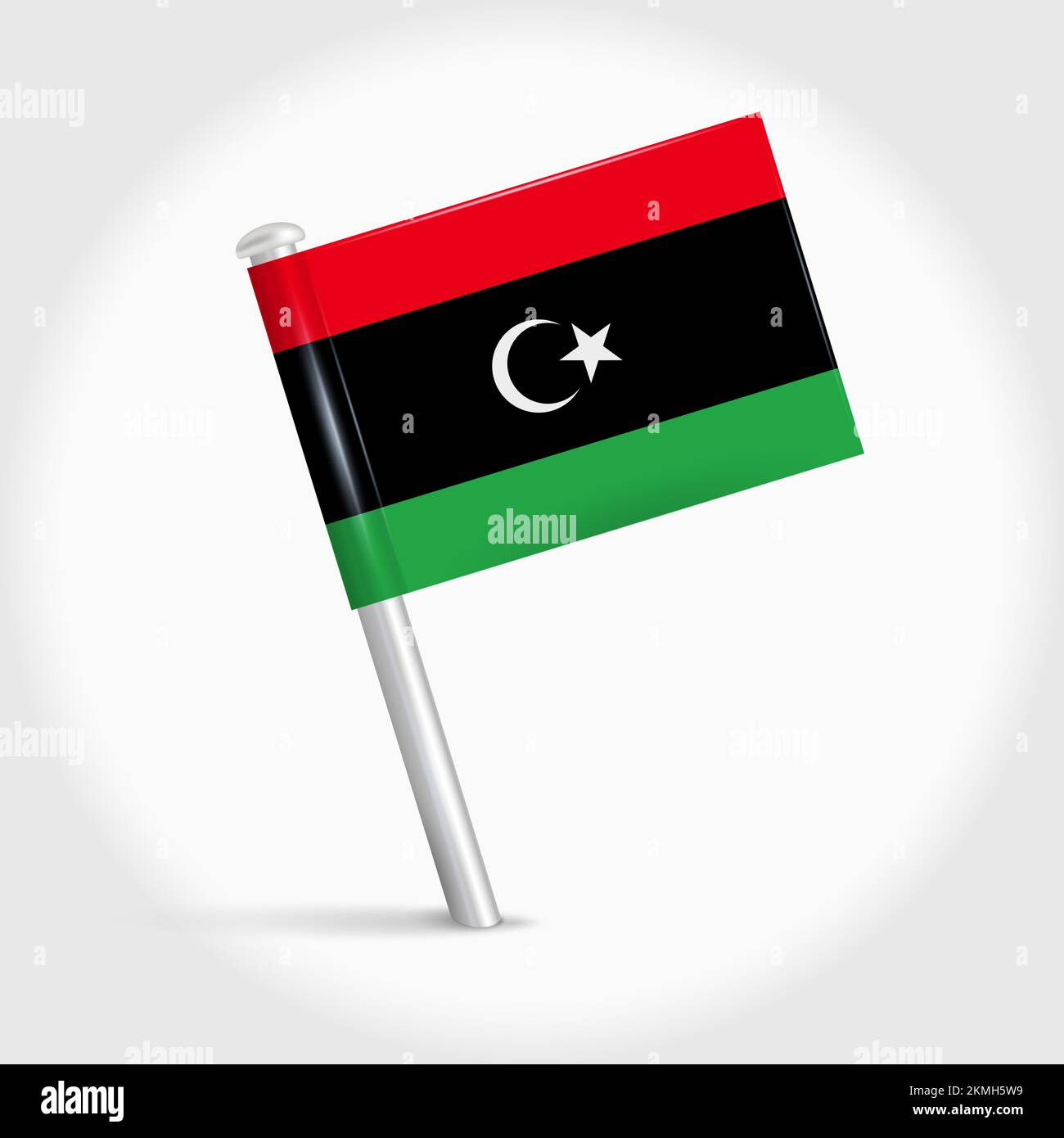 Libya map pin flag icon. Libyan pennant map marker on a metal needle ...