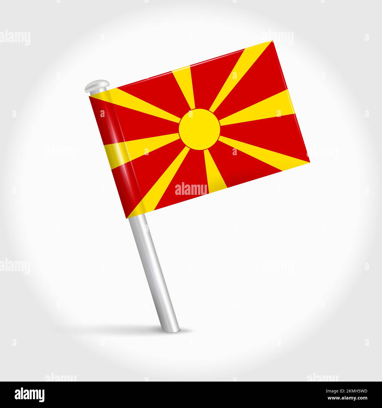 Macedonia map pin flag icon. Macedonian pennant map marker on a metal ...
