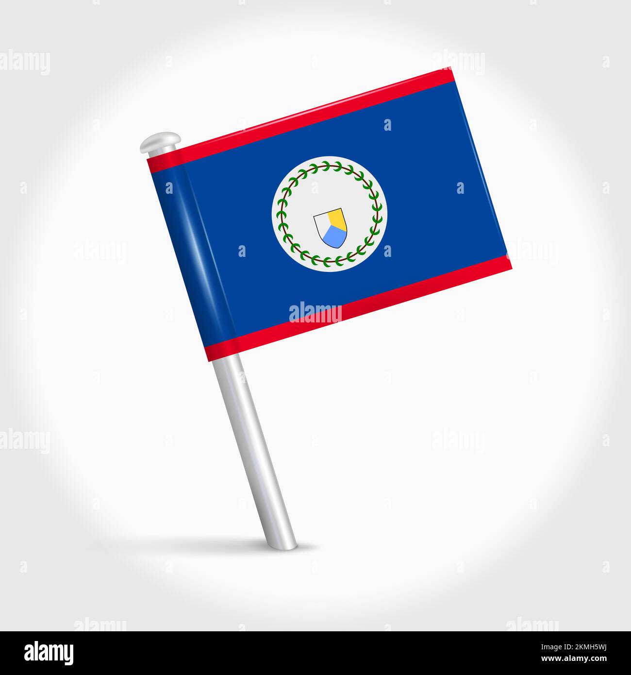 Belize map pin flag icon. Belizean pennant map marker on a metal needle ...