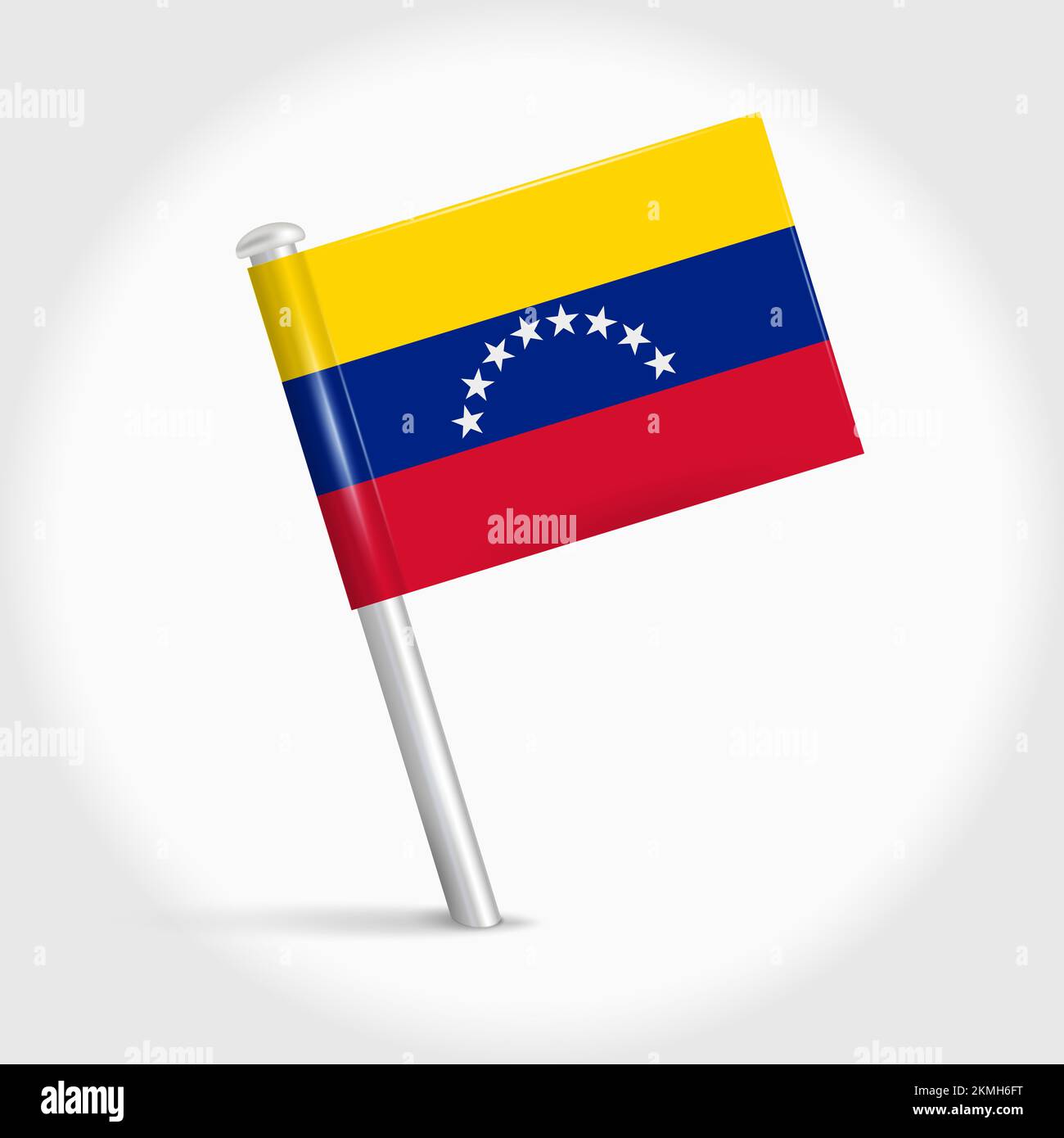 Venezuela map pin flag icon. Venezuelan pennant map marker on a metal ...