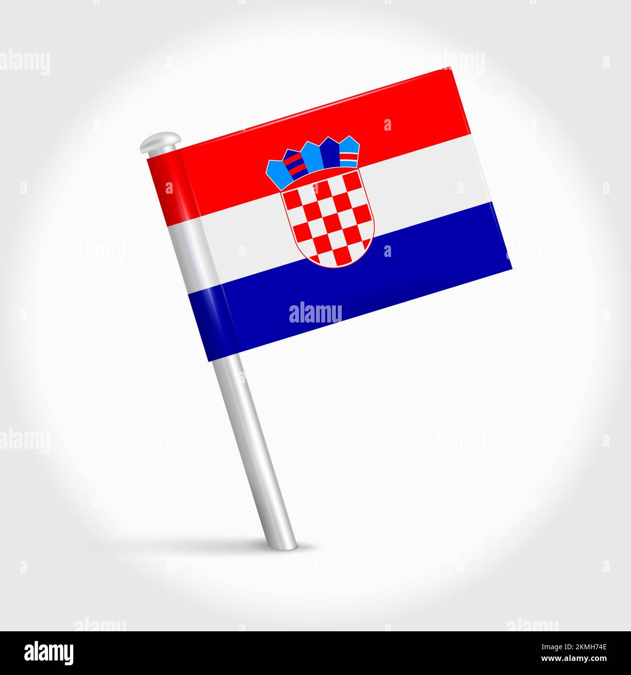 Croatia map pin flag icon. Croatian pennant map marker on a metal ...