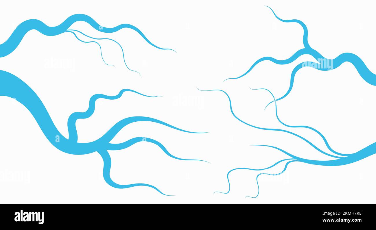 Bending wobbling river bed set, meandrous rivers, stream or creek ...