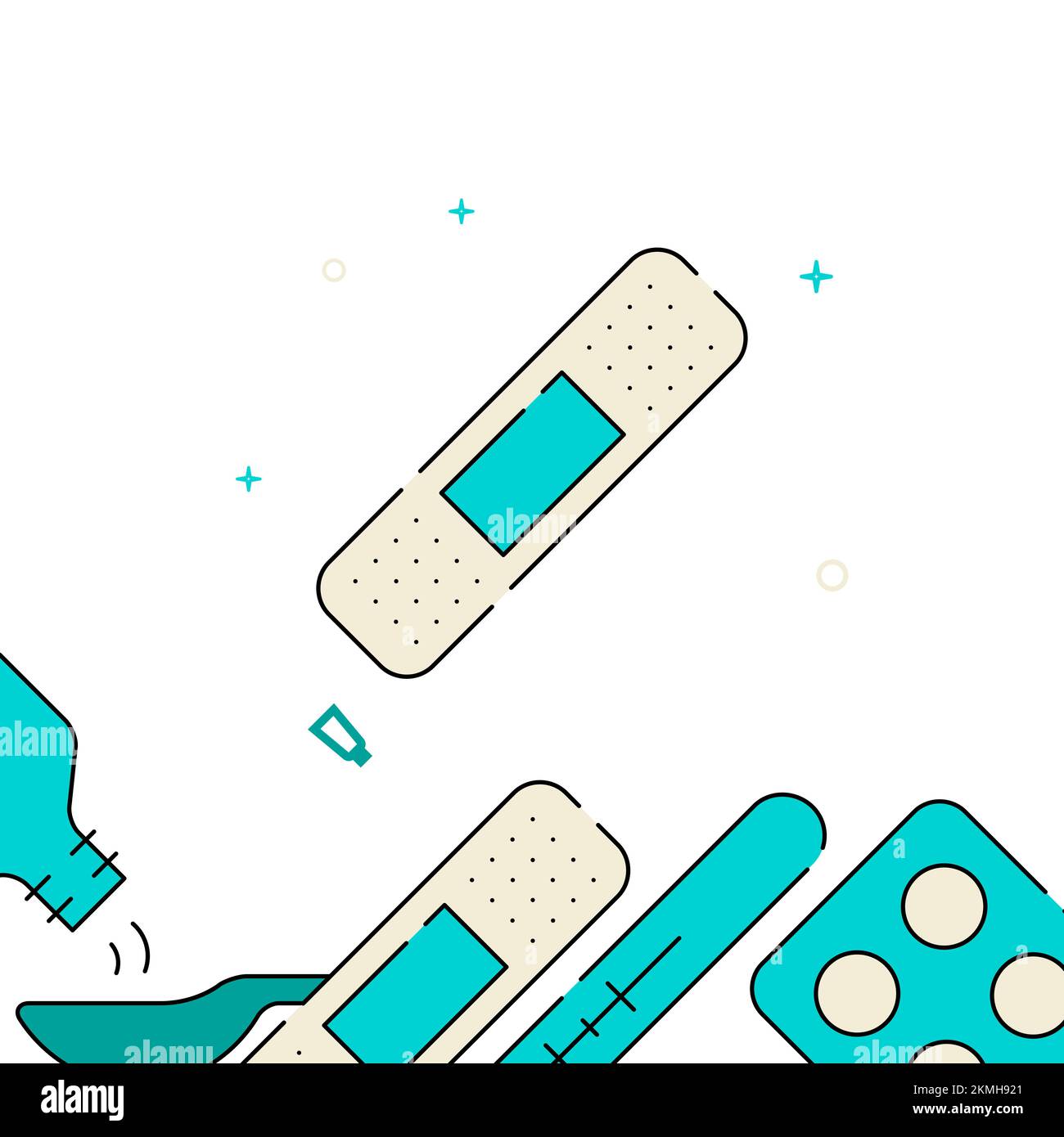 Adhesive plaster, court sticking plaster filled line icon, simple illustration, related bottom ...