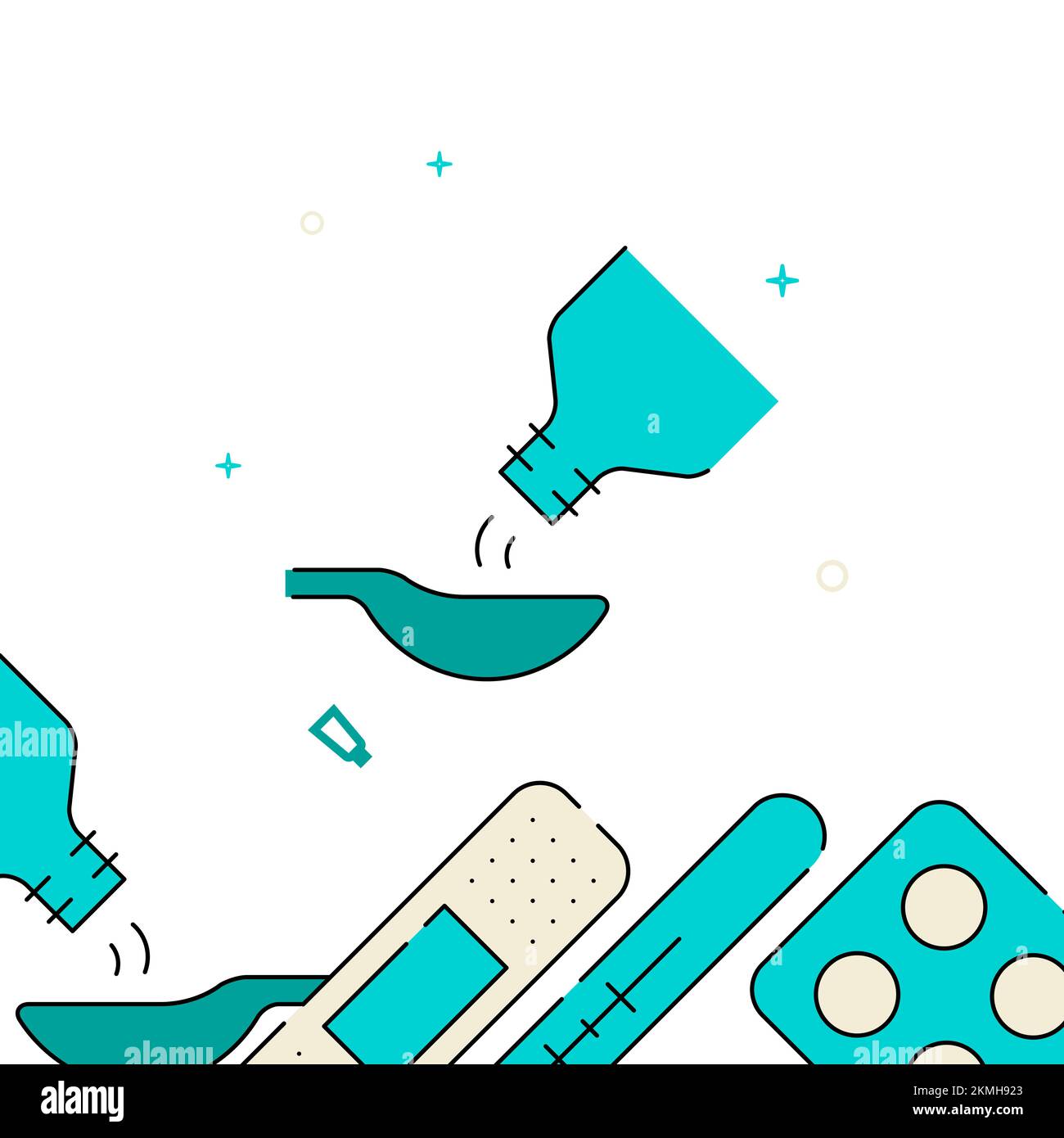 Medical syrup bottle and spoon filled line icon, simple illustration ...