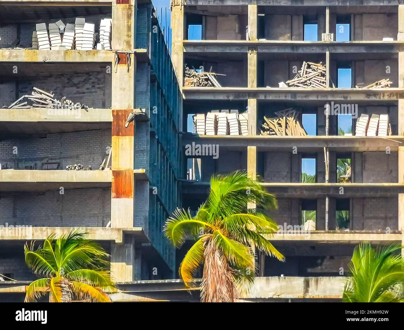 Huge gigantic construction stop building ruin building site in Zicatela ...