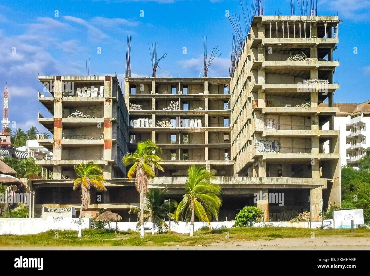 Huge gigantic construction stop building ruin building site in Zicatela ...