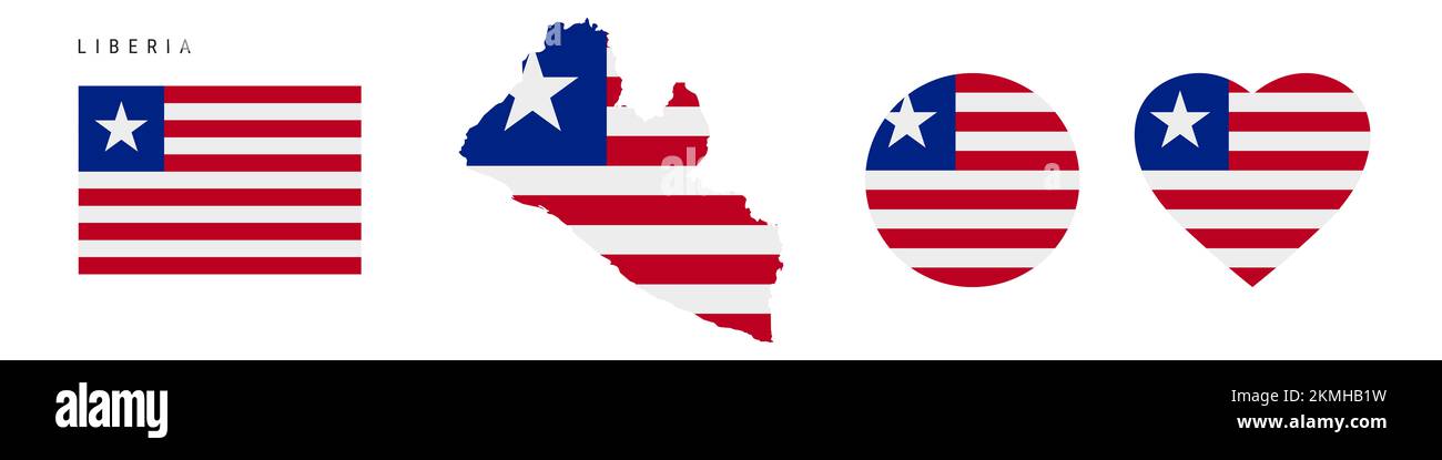 Liberia flag icon set. Liberian pennant in official colors and ...