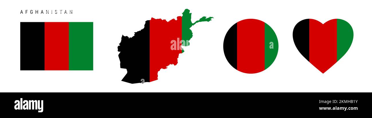 Afghanistan flag icon set. Afghan pennant in official colors and ...