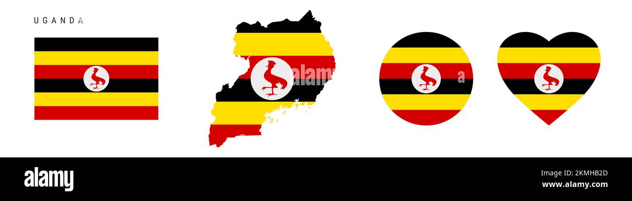 Uganda flag icon set. Ugandan pennant in official colors and ...