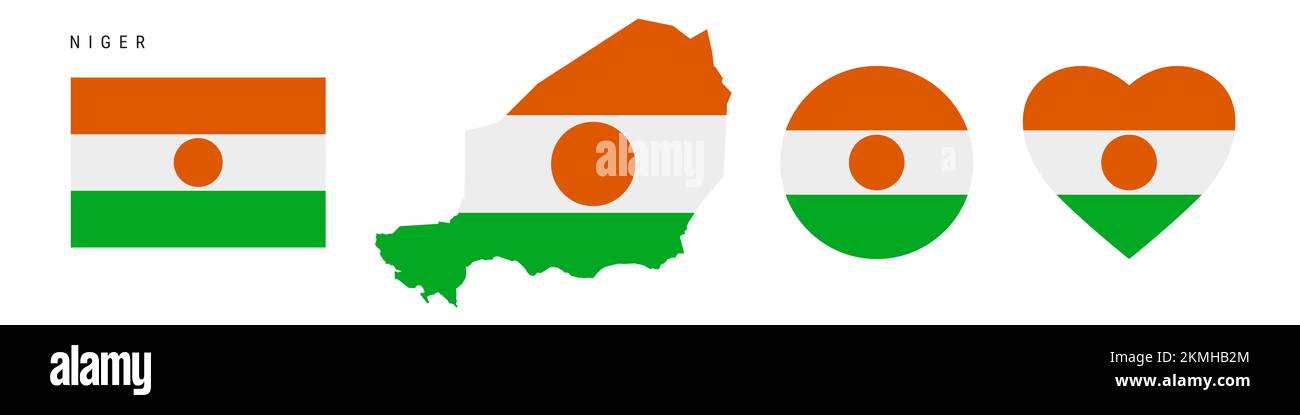 Niger flag icon set. Nigerian pennant in official colors and ...