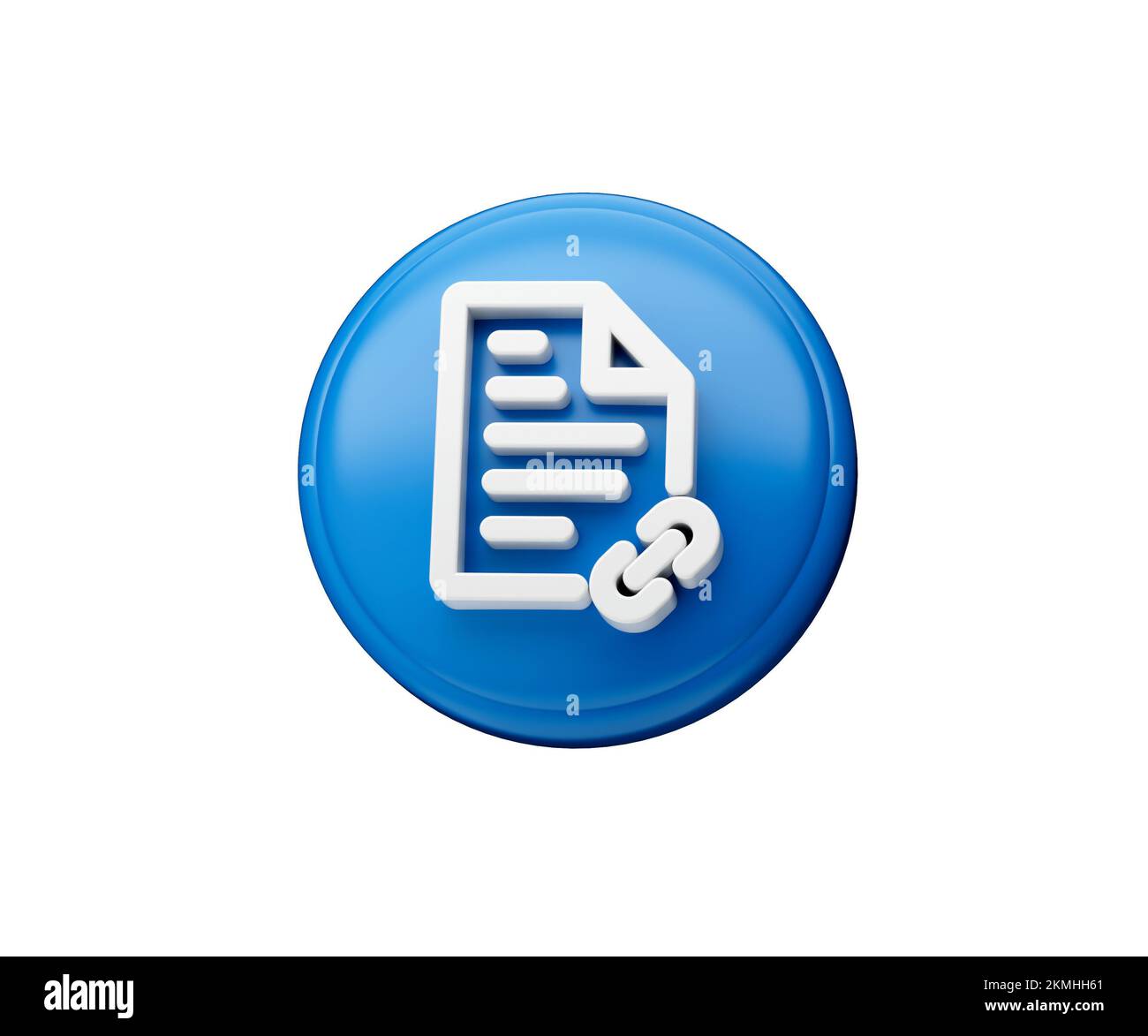3d glossy illustration of document or link attachment isolated on white ...