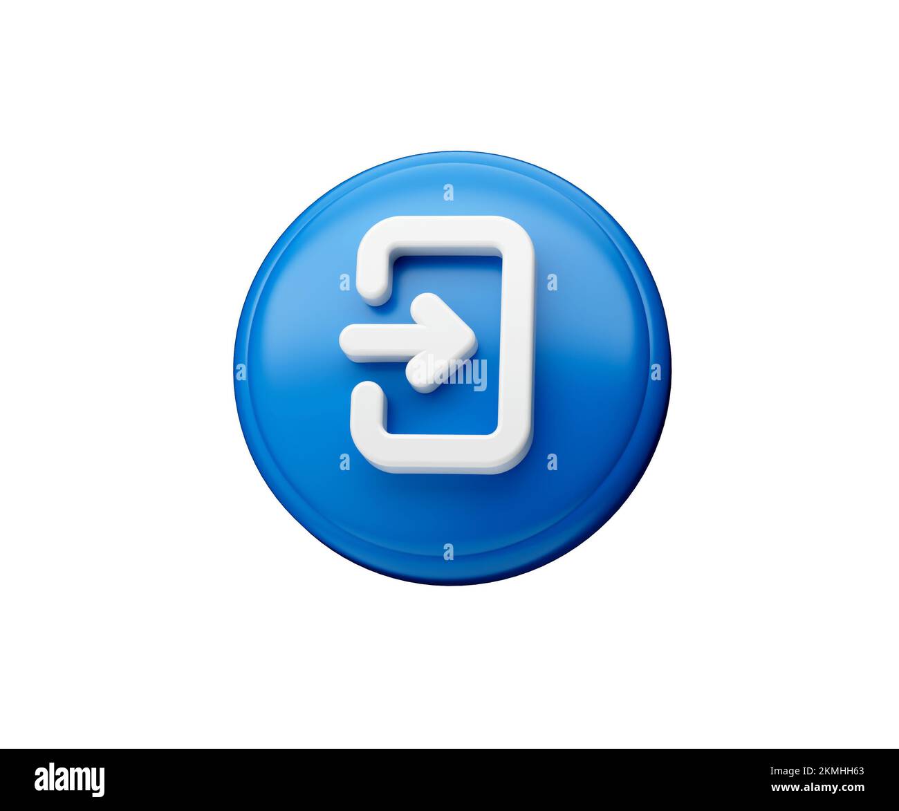 A 3d illustration of a white and blue glossy icon for login or entry ...