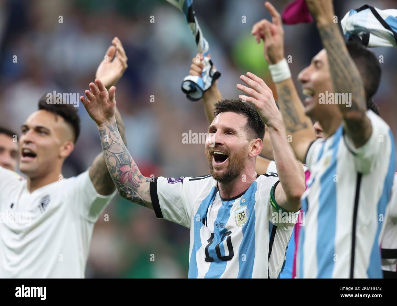 Lusail, Qatar. 26th Nov, 2022. Lionel Messi of Argentina celebrates ...
