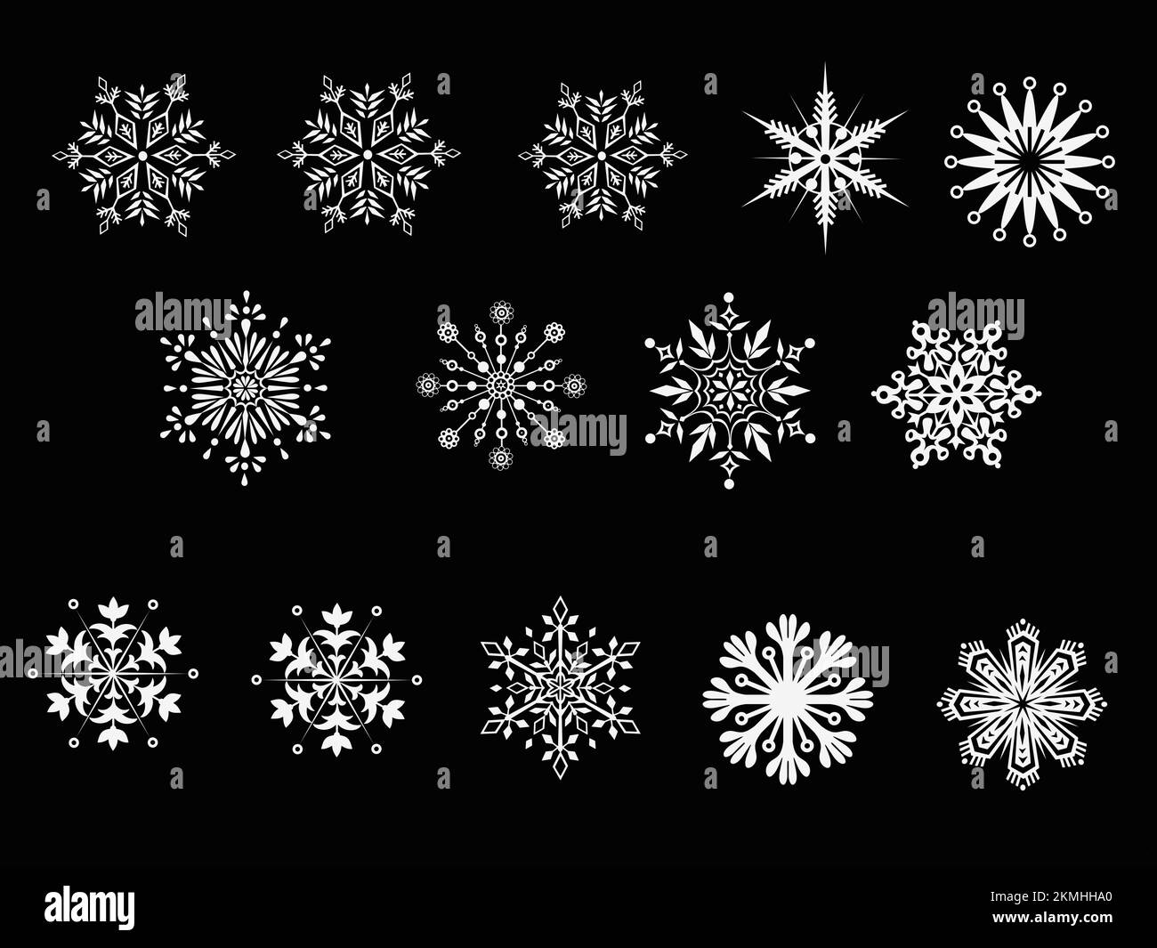 Illustration white snowflakes on Black and White Stock Photos & Images ...