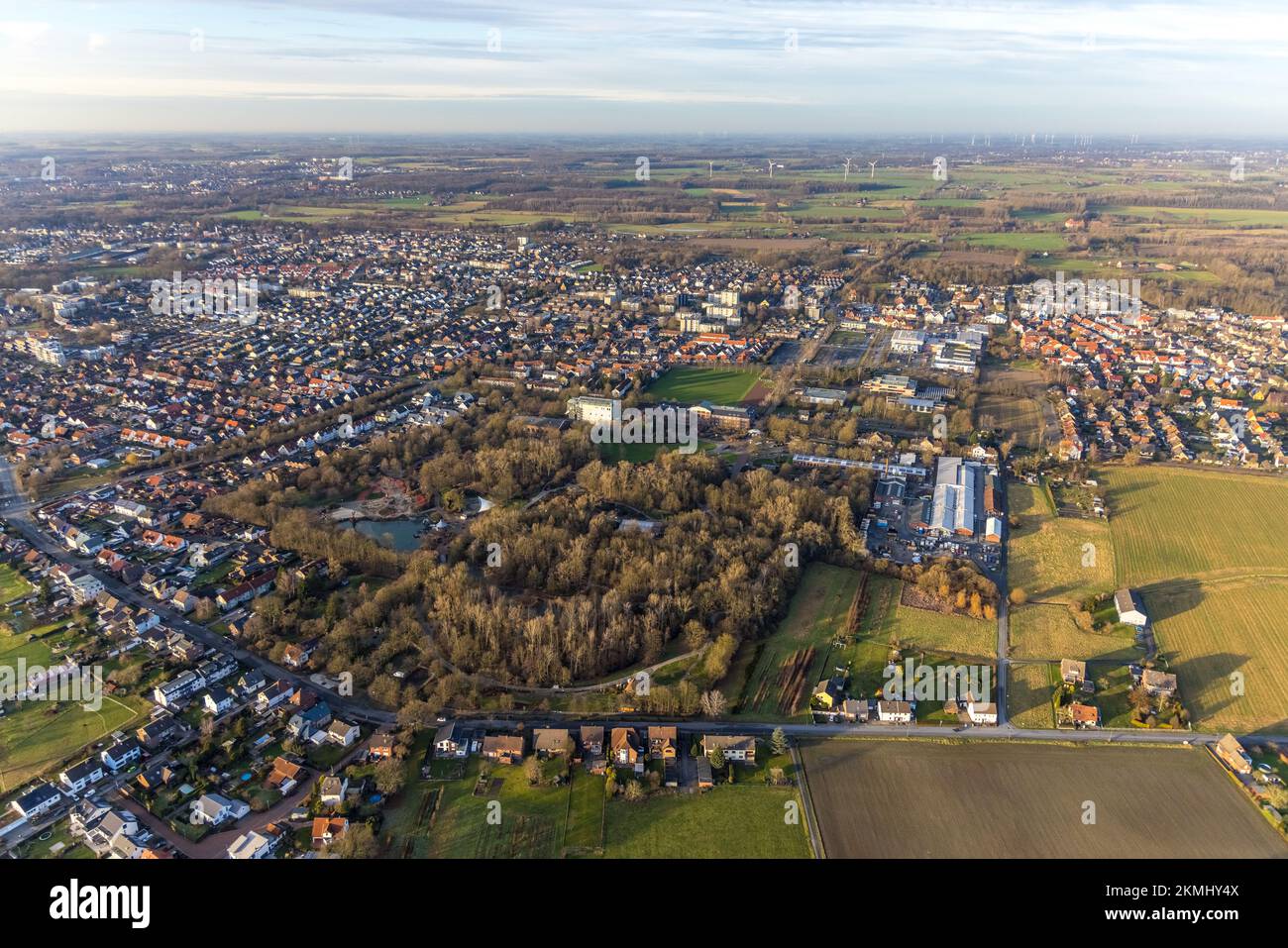 Aerial view, Maximilianpark amusement park in Uentrop district in Hamm ...