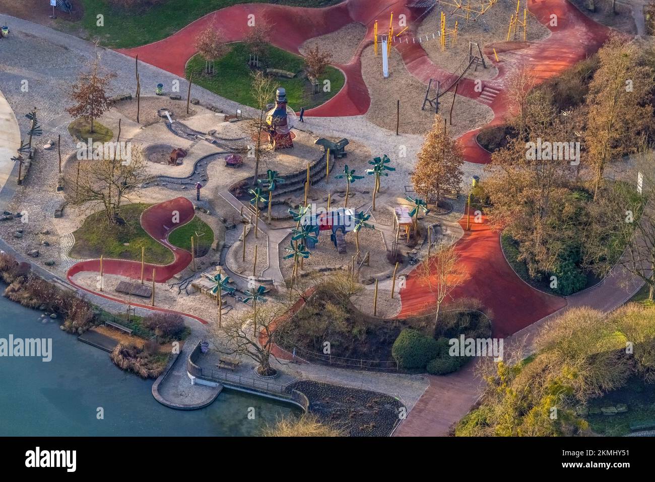 Aerial view, Maximilianpark Hamm with children playground in Uentrop ...