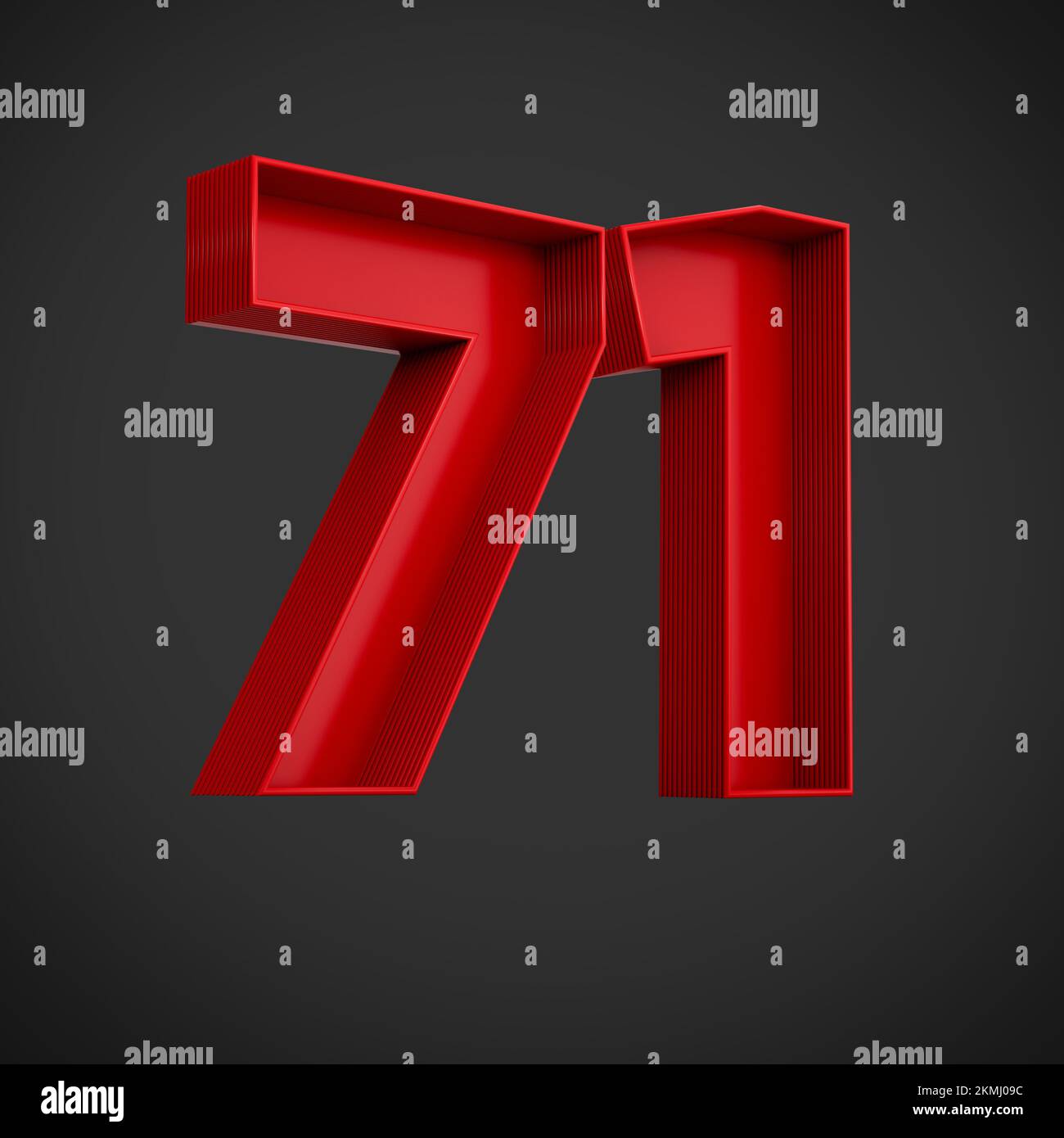 A 3d rendering of the number seventy-one in red over the black ...
