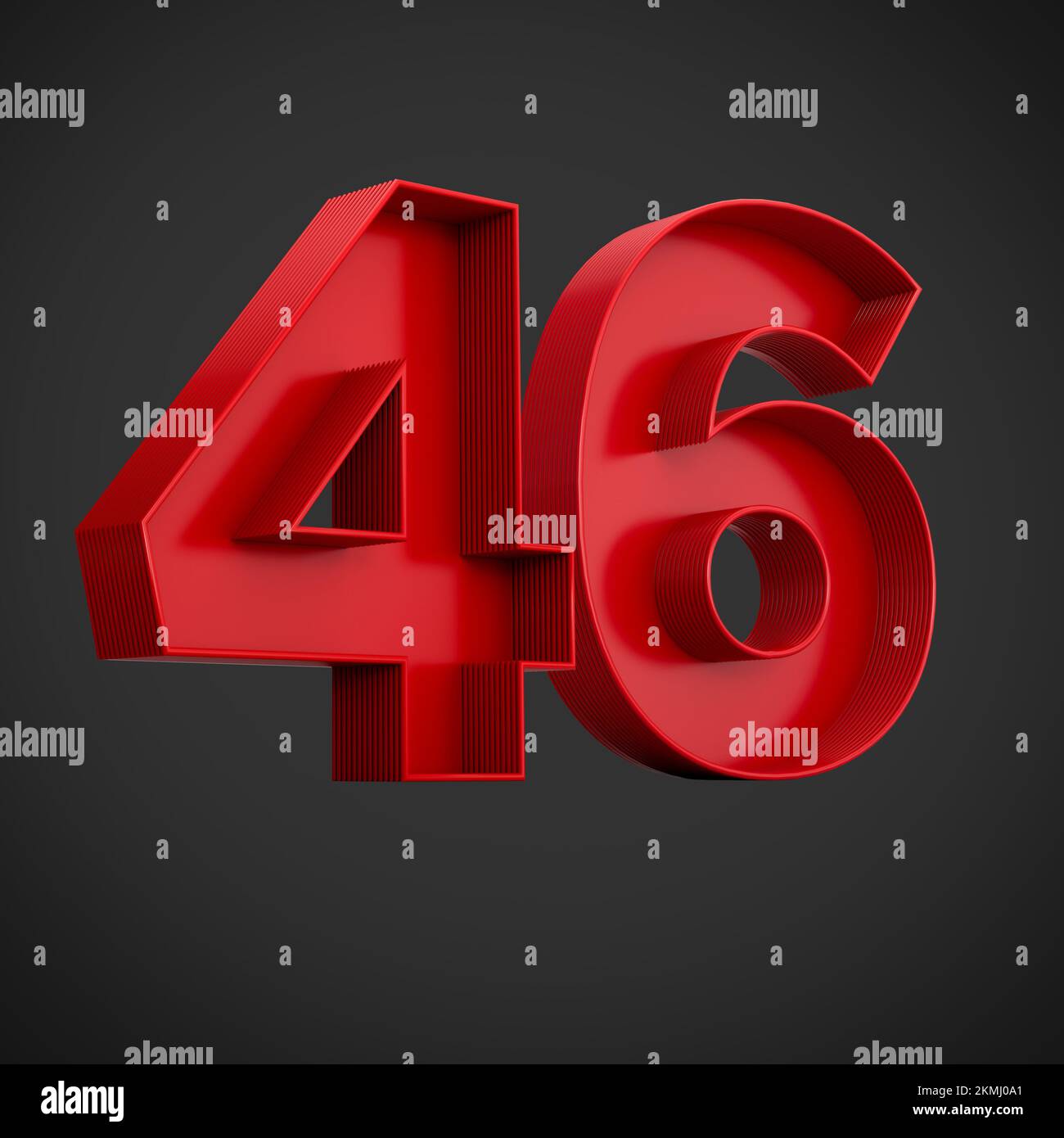 A 3d rendering of the number forty-six in red over the black background ...